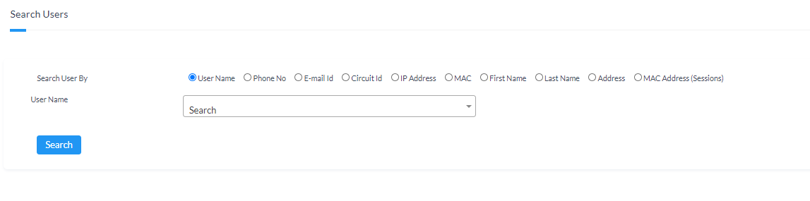 Search Users - Documentation - Jaze ISP Manager
